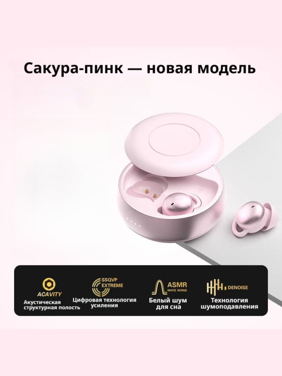Беспроводные мини наушники-вкладыши для сна, не давят при лежании на боку, шумоподавление, сверхдолгая автономная работа