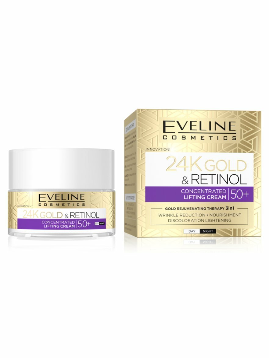 Крем для лица Eveline 24K Gold&RETINOL 50+ лифтинг, 50 мл