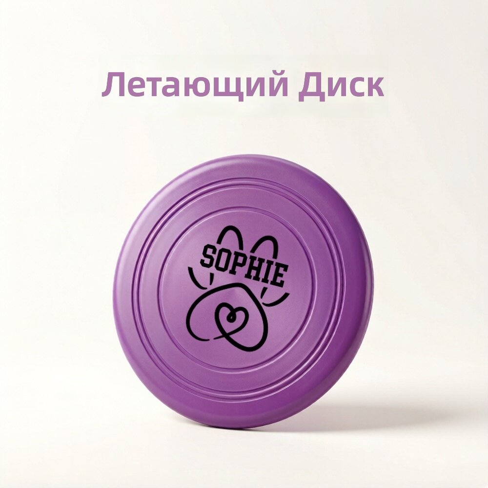 Диск для собак летающий с именем/текстом, фиолетовый, устойчивый к укусам, плавающий, пластиковый, для дрессировки на улице и игры в воде, подходит для щенков и взрослых собак