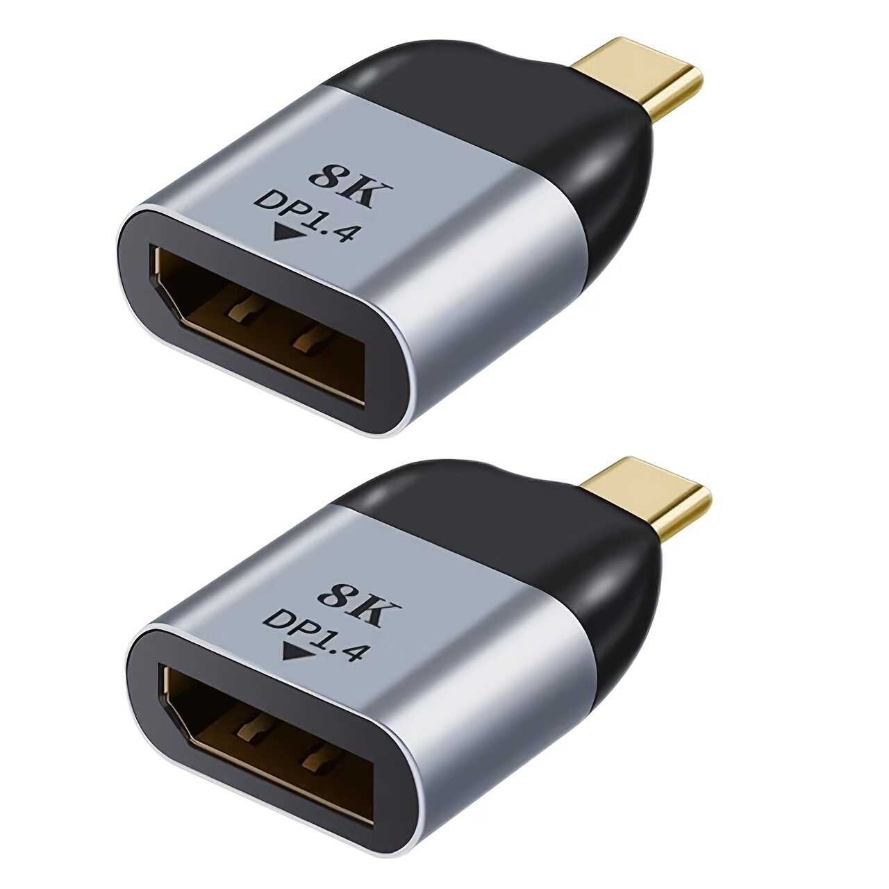 Переходник USB-C (M) на DisplayPort (F), стандарт DP1.4, поддержка 8K@60Hz, 4K@60Hz, 3D, 2 шт.