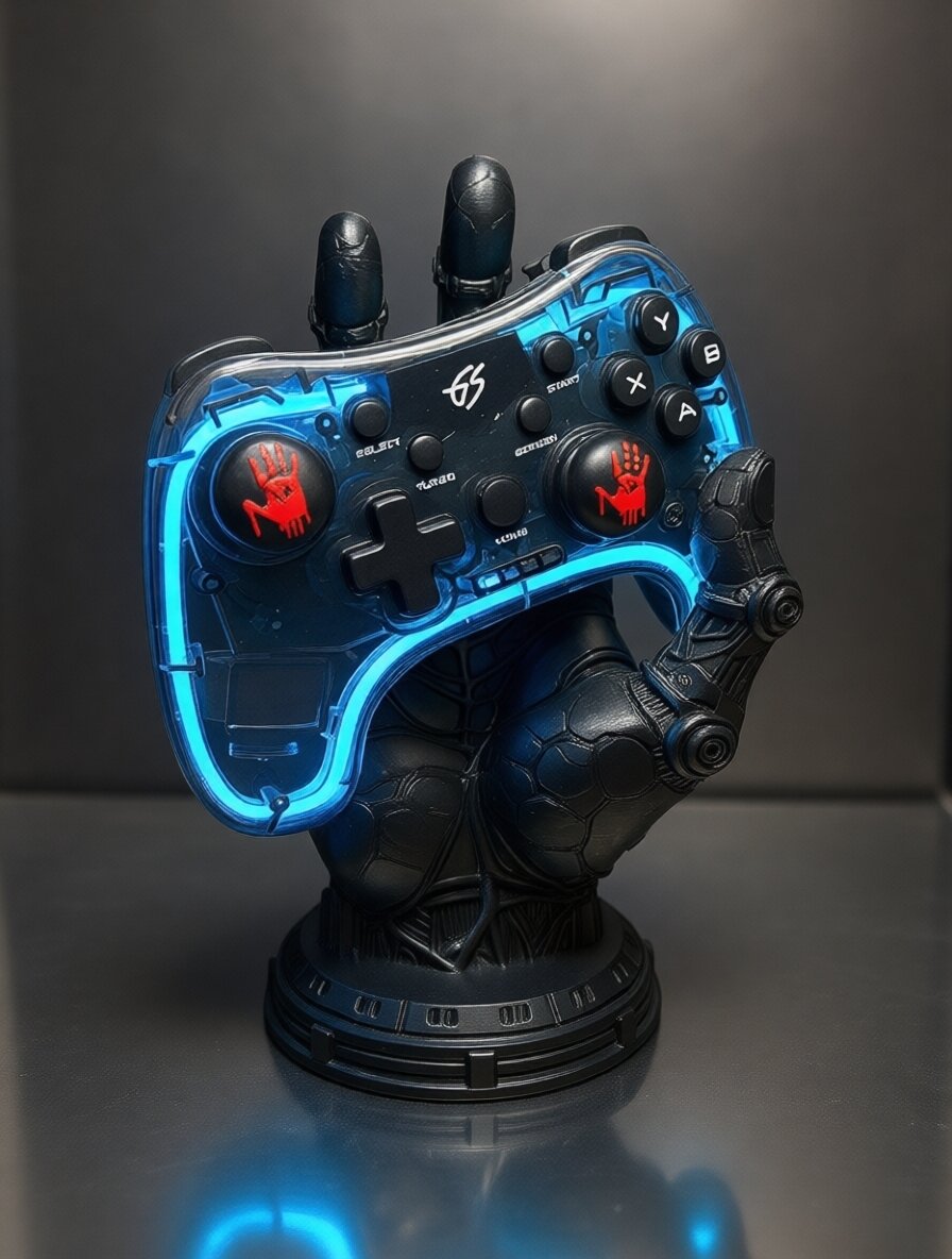 Подставка для геймпадов, для XBox/PS5/Andor, пластик, 9,5x14x20 см, цвет черный, правая рука