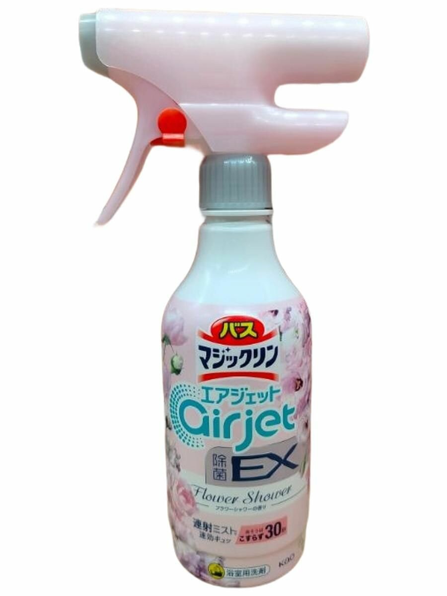 Kao Magiclean Bath Cleaner Airjet Flower Shower, Спрей-пенка для ванной комнаты экспресс, с ароматом цветов, 400 мл