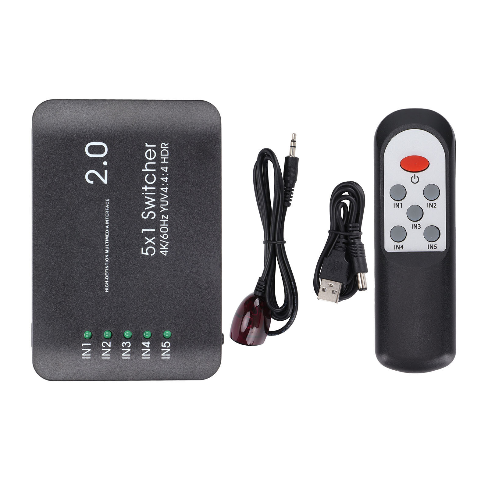 HDMI свитч 5 портов, 4K@60Hz, HDR, с ИК пультом, для консолей