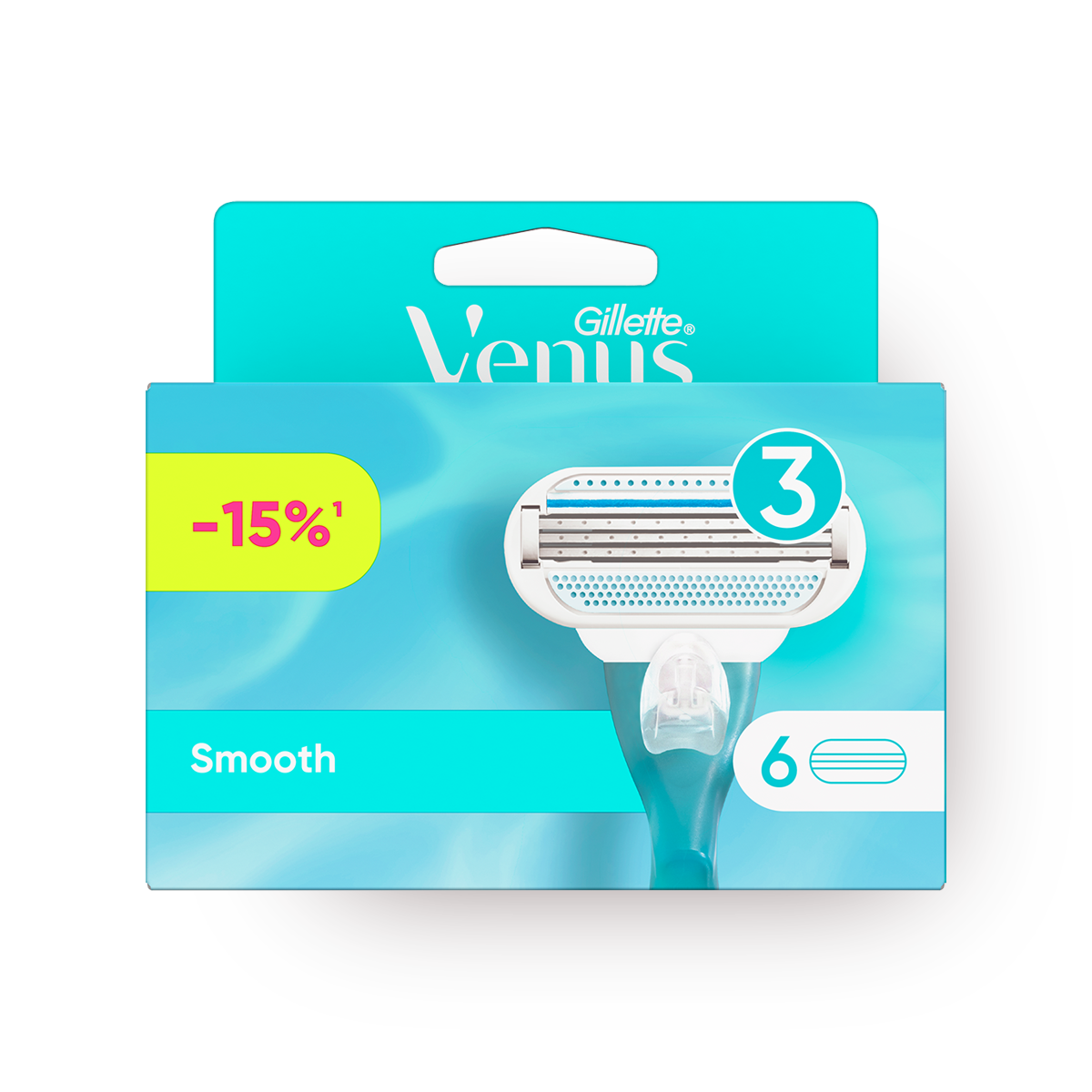 Кассеты для станка Venus Smooth, увлажняющая полоска, 3 лезвия, 6 шт