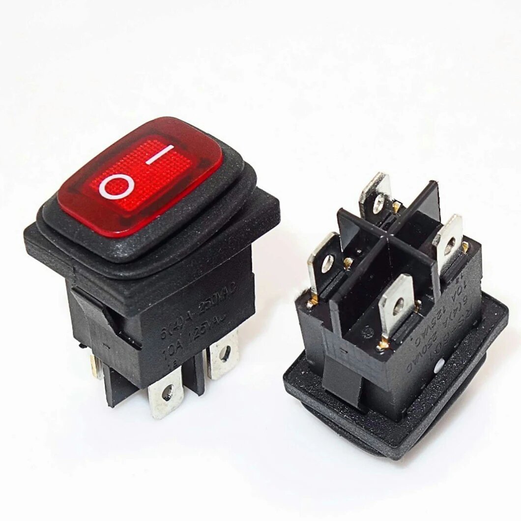 ABILKEEN KCD1 пластиковый кулисный переключатель черный ON-OFF Red LED