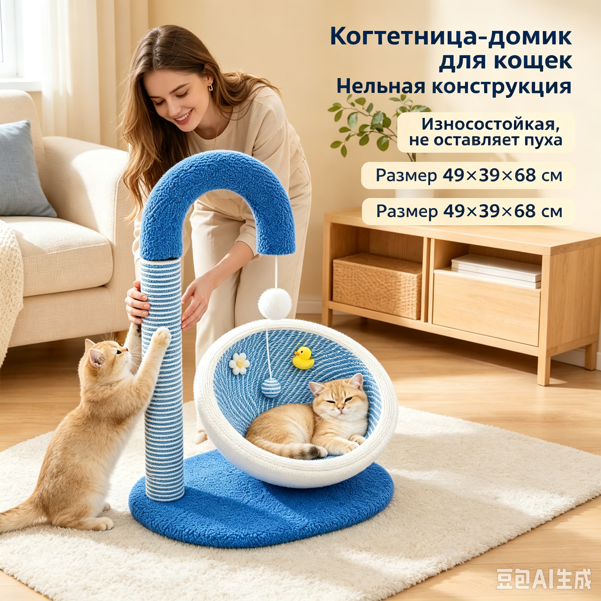 Когтеточка для кошек из мультфильма, цельная, износостойкая, не содержит перхоти, 49*39*68 см