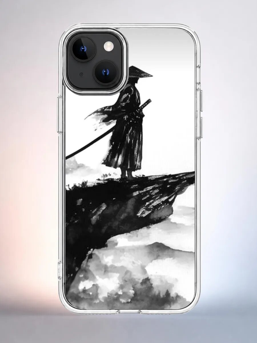 Чехол iPhone 14 Самурай тушь силиконовый прозрачный