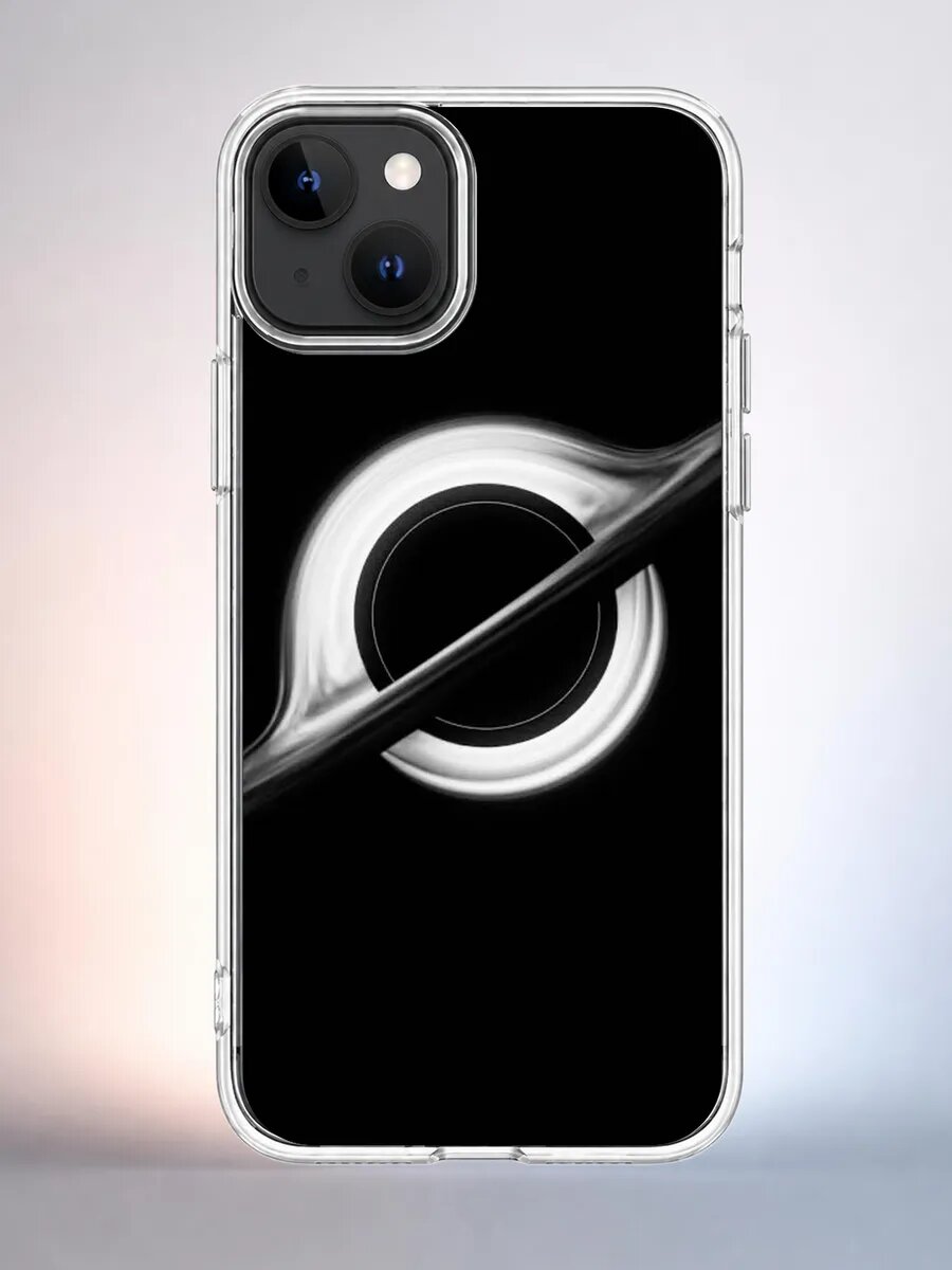Чехол iPhone 14 чёрная дыра силиконовый прозрачный