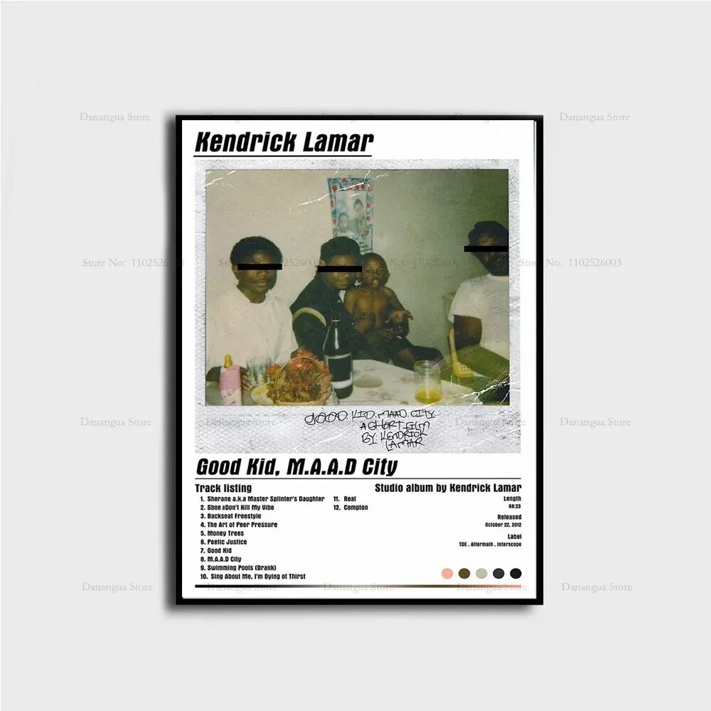 Настенное полотно Kendrick Lamar Good Kid Maad City, 40x60cm, Цвет: 10
