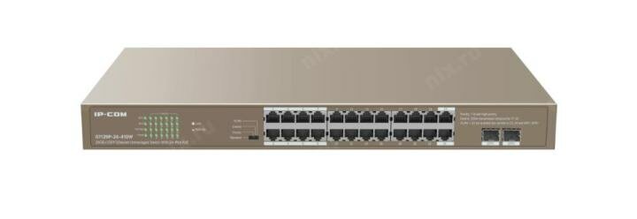 IP-COM G1126P-24-410W Неуправляемый коммутатор (24UTP 1000Mbps PoE +2 SFP)