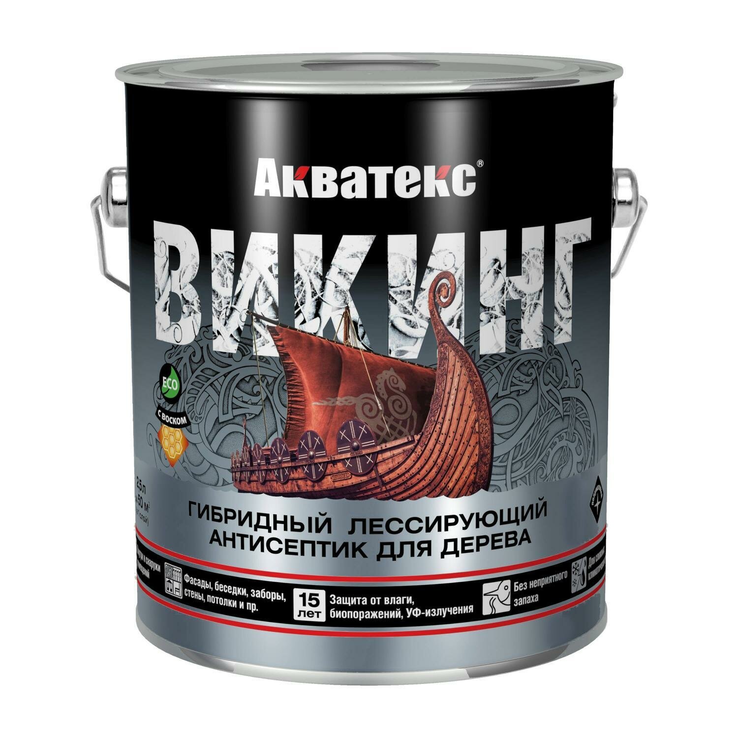 Гибридный лессирующий антисептик для дерева акватекс викинг (палисандр / 2.5л.)