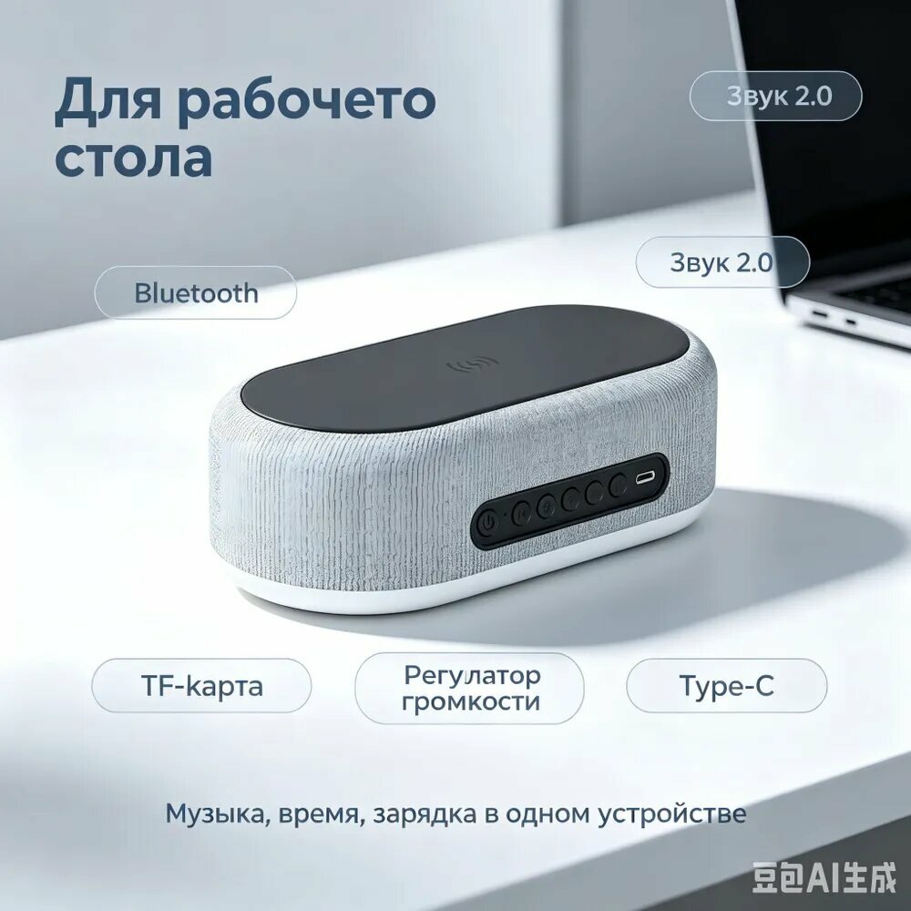 Умная колонка "Станция Мини" с часами, с Алисой, на YaGPT, черная