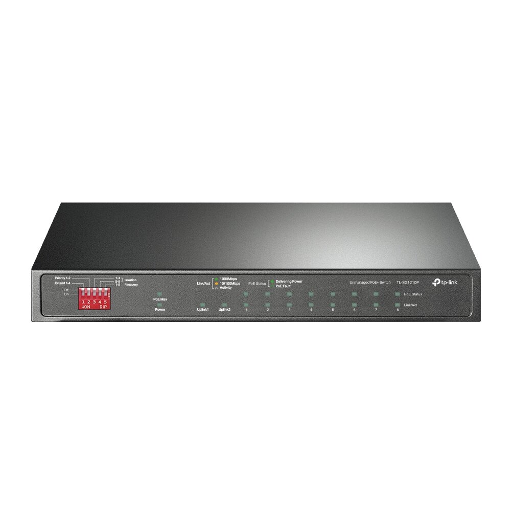 Коммутатор TP-Link TL-SG1210P гигабитный неуправляемый, 9xRJ45 1Гбит/с, SFP, PoE+ 61Вт
