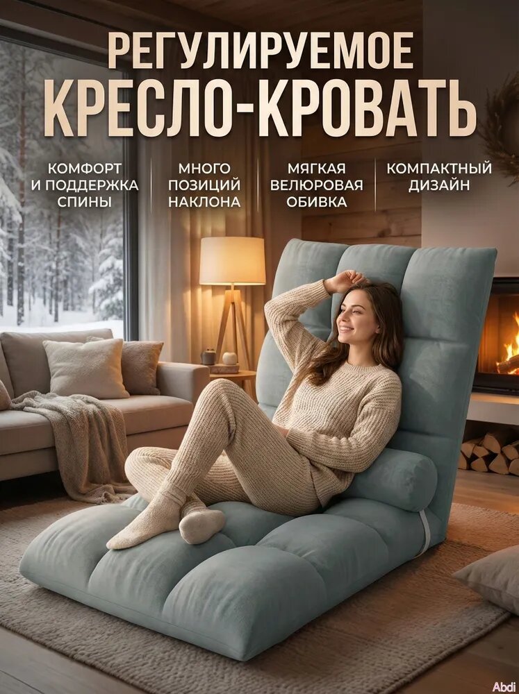 Прямой диван, механизм Реклайнер, 40х40х43 см, белый, бирюзовый