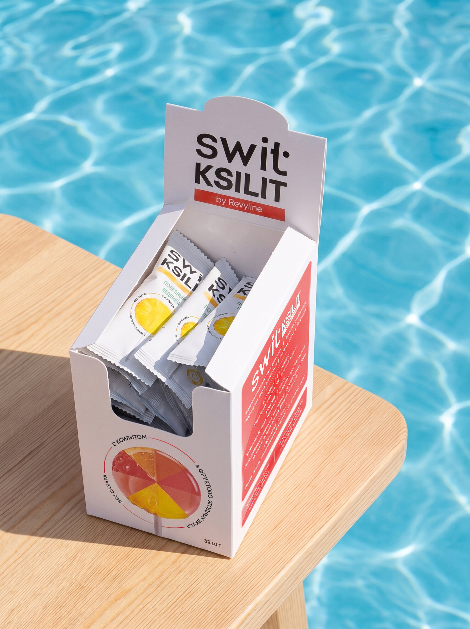 Леденцы на палочке Swit by Revyline Ksilit Mix с витамином С, 32 шт.