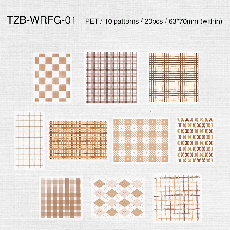 Цветные клетчатые ПЭТ-наклейки Fog-dyed Gird для творчества TZB-WRFG-01