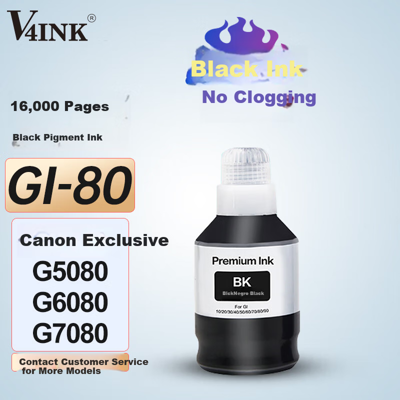 V4INK совместимая черная картридж-чернила для принтеров Canon G5080 G6080 GM2080 с системой непрерывной подачи