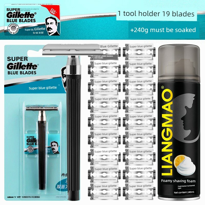Gillette Синий бритвенный станок с 19 лезвиями и 240г пены для бритья