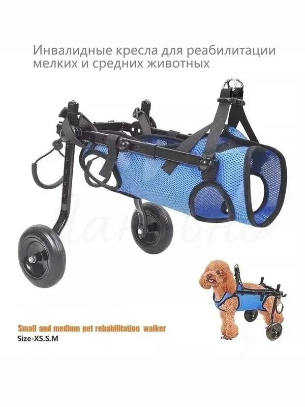 Инвалидная коляска для собак и кошек для задних лап, для мелких и средних пород, размер M, синий