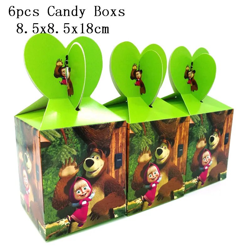 Набор для вечеринки «Маша и Медведь» TAKARA TOMY 6pcs Candy Boxs