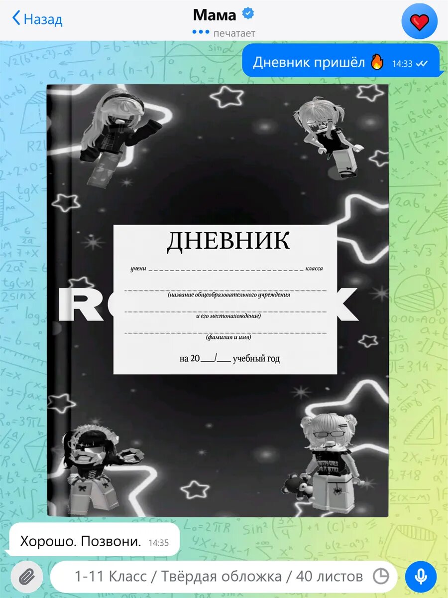 Школьный дневник с принтом Роблокс