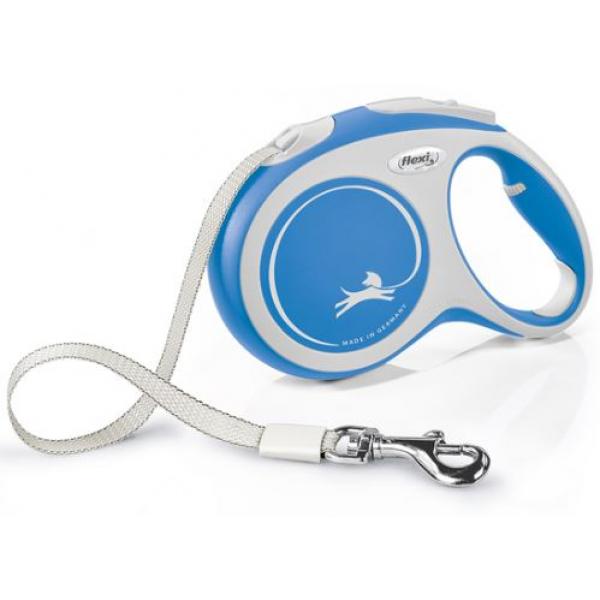 Flexi Рулетка-ремень Flexi для собак до 60кг, 5м, синяя (New Comfort L Tape 5m blue)