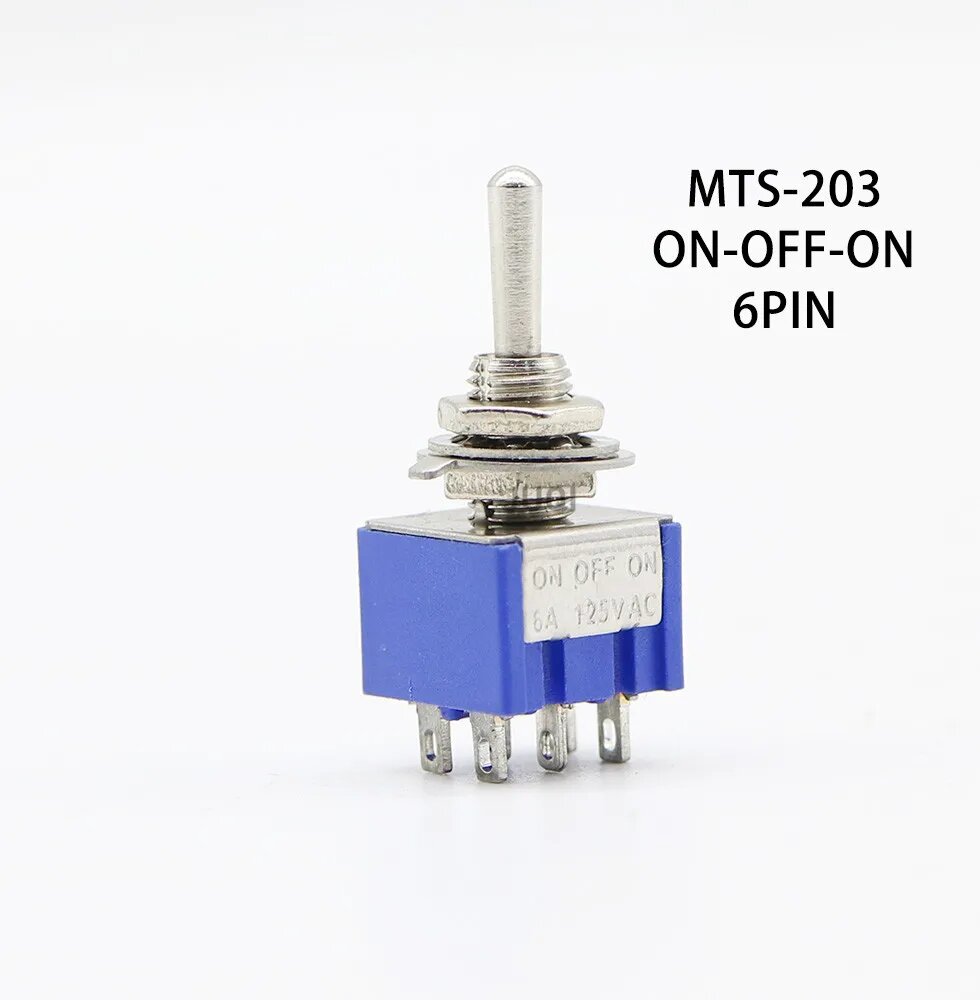 10 шт. мини-тумблеров MTS-202/MTS-203 синий пластик 6A 125V MTS-203