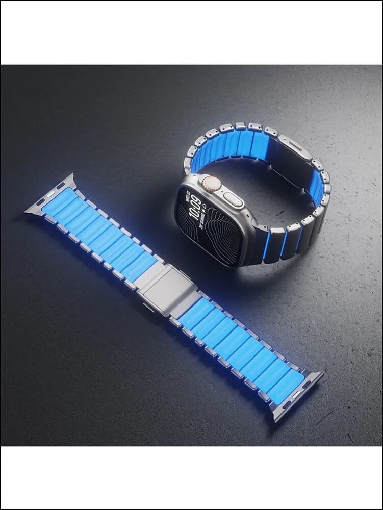 Ремешок для Apple Watch Ultra 3 / iWatch S11, титан/силикон, с магнитным замком, светящийся, спортивный, 49/46/45/44мм