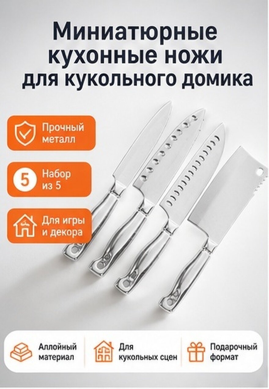 5 Пcs Набор Посуды Для Кукольного Домика Миниатюрные Приборы Для Игры В Шефа 4 8x1 3Cm
