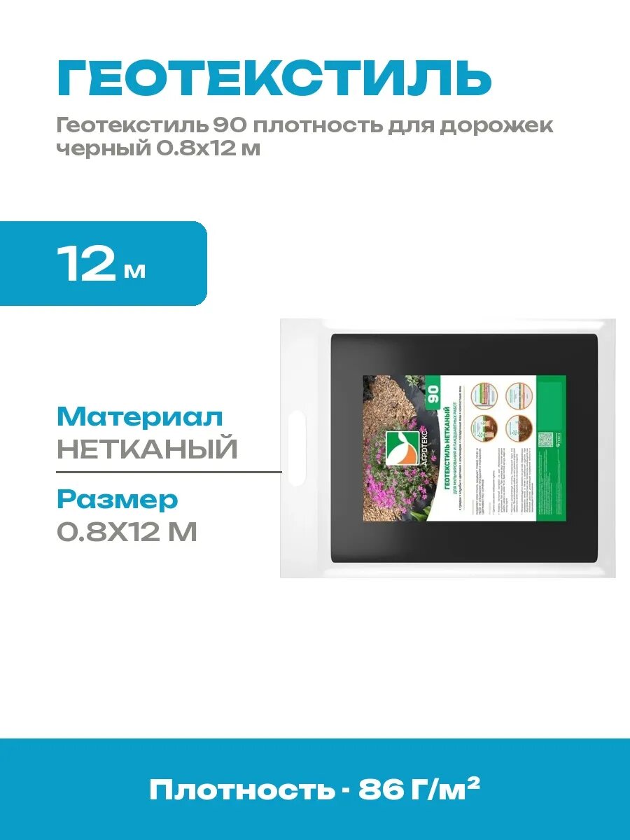 Геотекстиль нетканый 90 плотность для грядок 0.8x12 метров