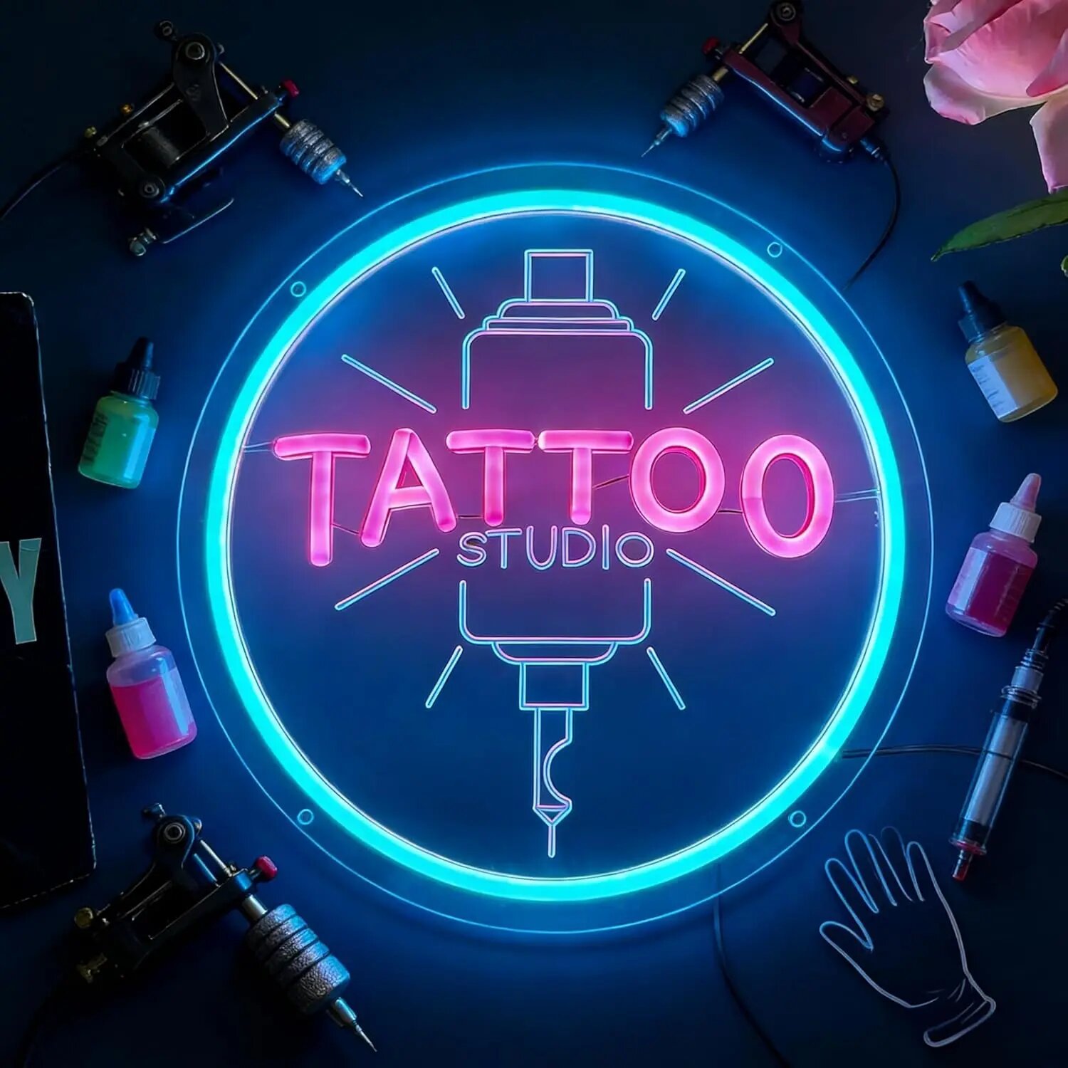 Неоновая вывеска TATTOO Studio