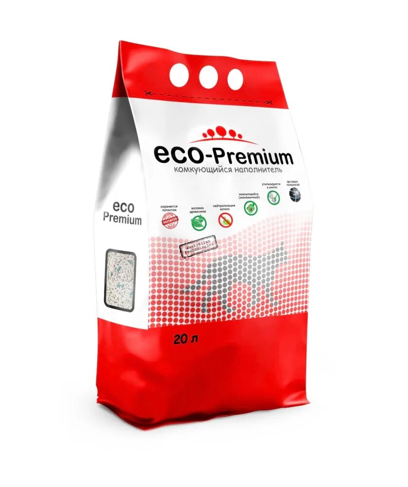 ECO-Premium Наполнитель Древесный Комкующийся Без отдушки 7600г.