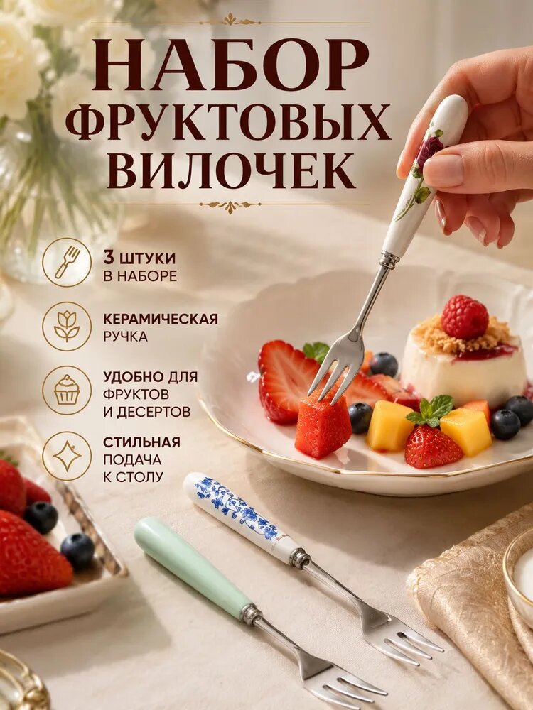 Вилка для салата 3 предм. разноцветный