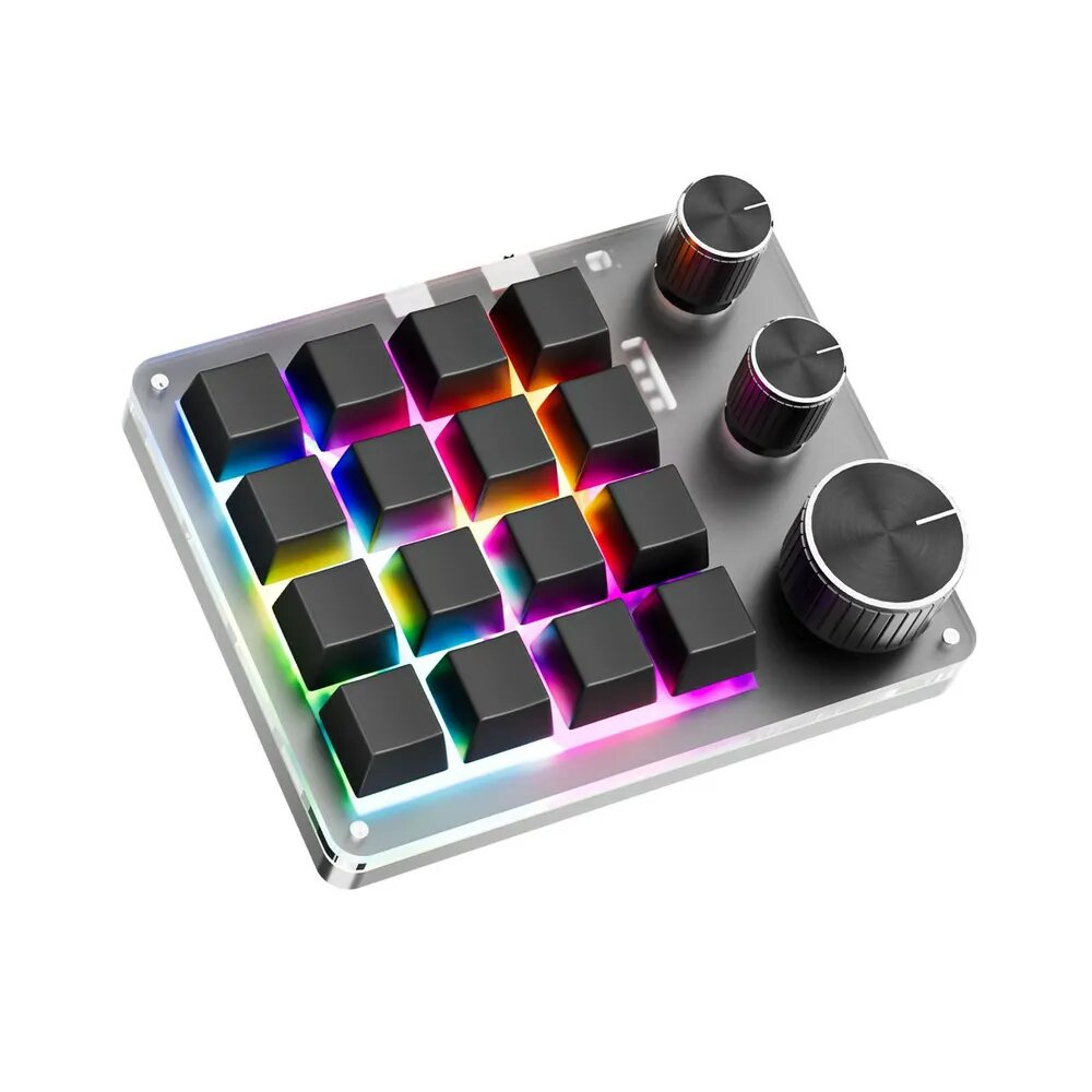 Клавиатура с 16 программируемыми клавишами, 3 ручками и RGB подсветкой