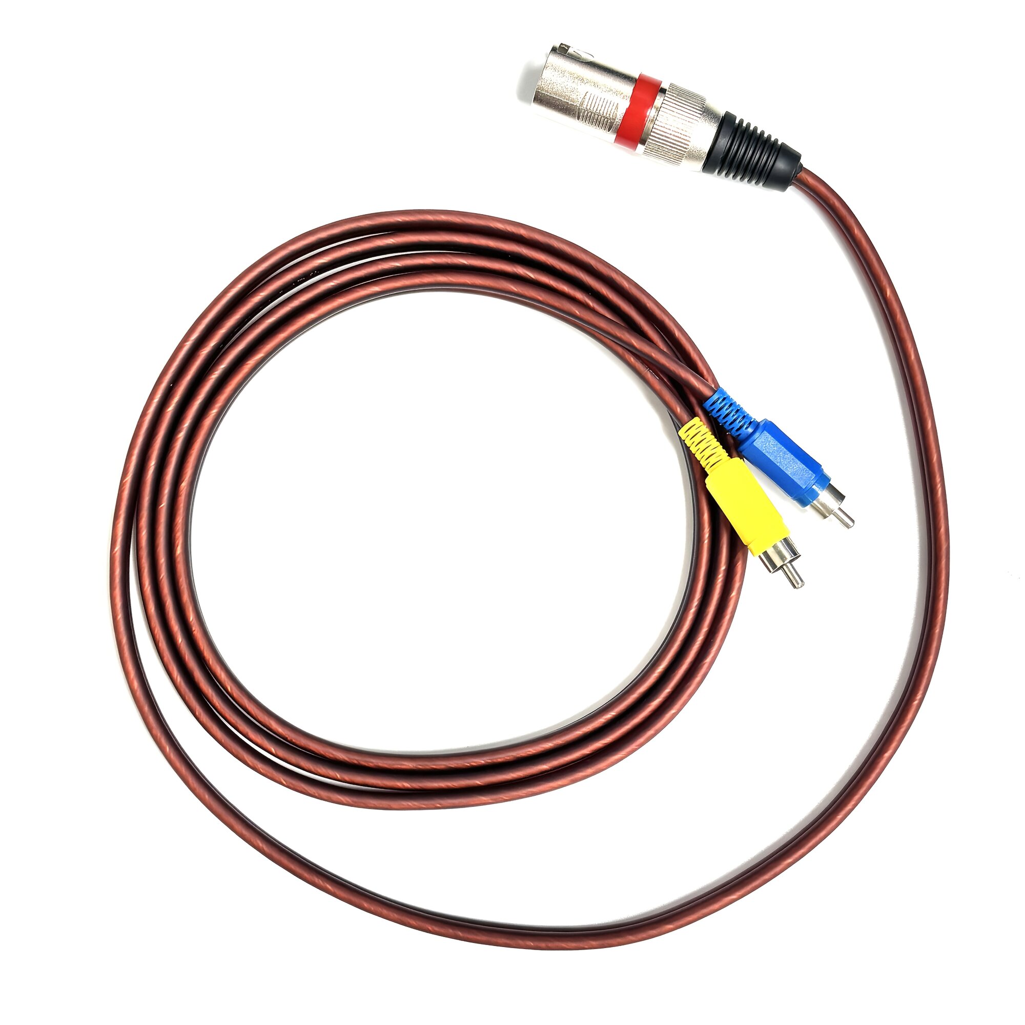 Аудиокабель XLR 1 на 2 RCA Y-образный, разветвитель для микшерного пульта, коричневый, 78.74 дюйма (2 м)