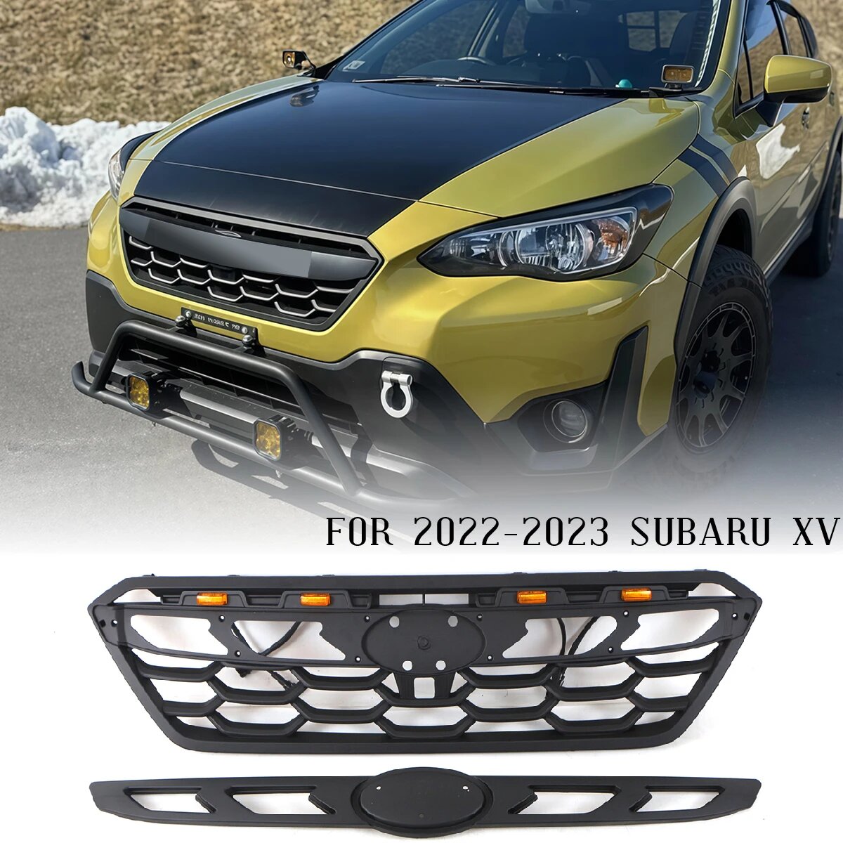 Черная решетка радиатора с LED-подсветкой для SUBARU XV 2018, 2019, 2020, 2021 годов with LED lights