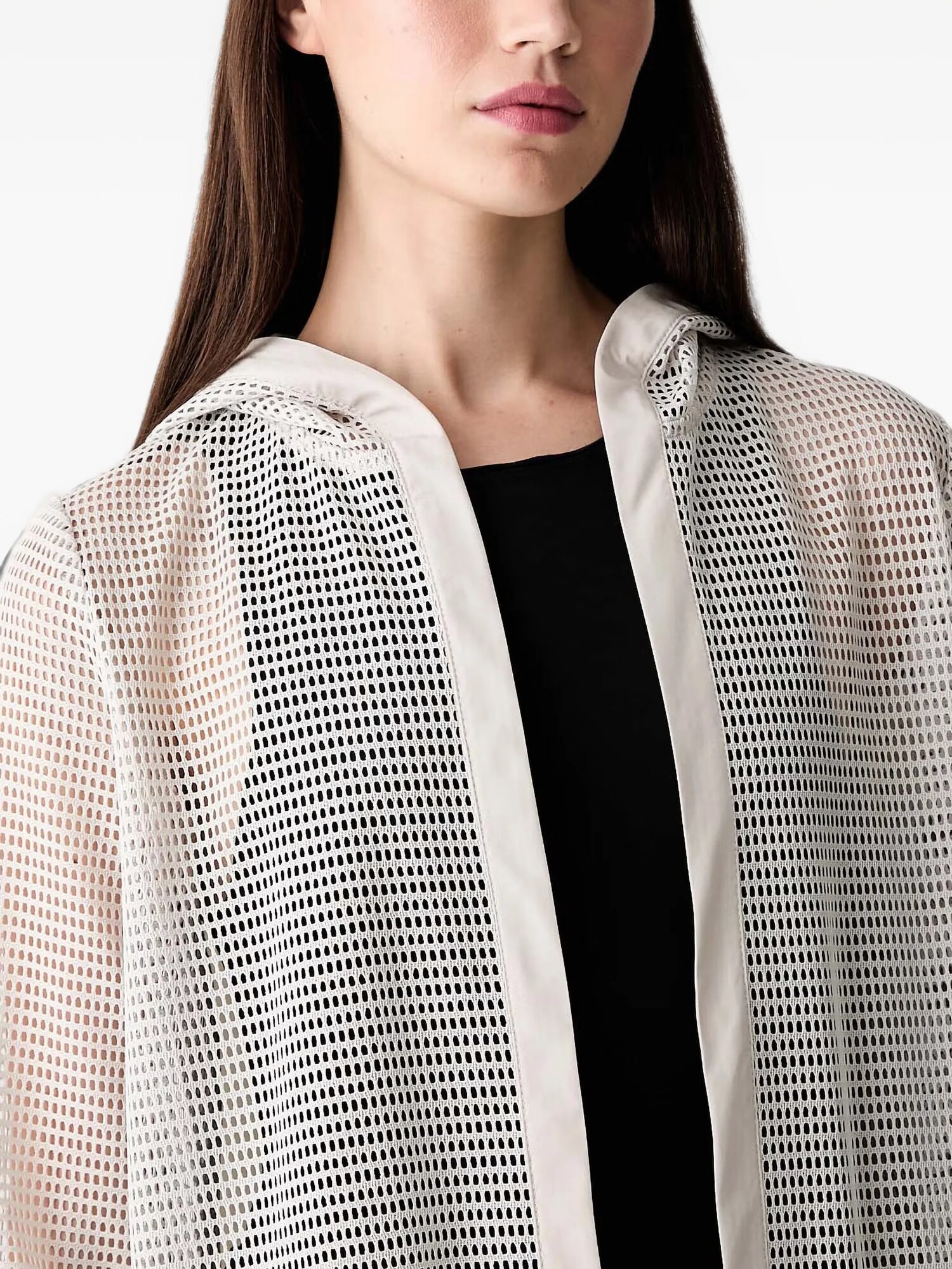 Куртка Joseph Ribkoff Mesh-panelled hooded jacket, размер 40, бежевый/белый — фото 1