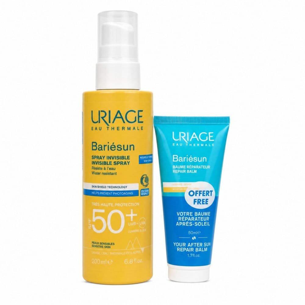 Набор уходовой косметики Uriage Bari sun Invisible Spray SPF 50+ + After Sun Repair Balm 200 мл 50 мл