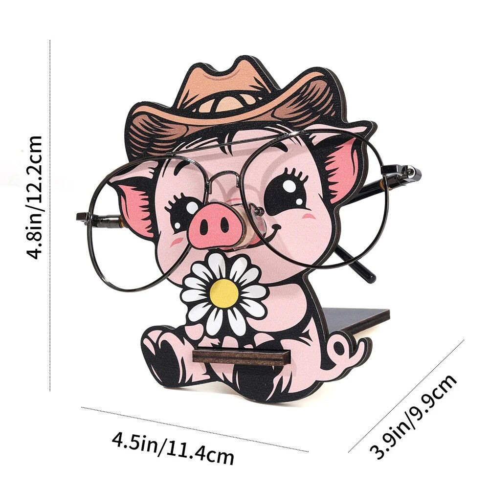 Деревянный держатель для очков в виде жирафы Розовый, Flower pig