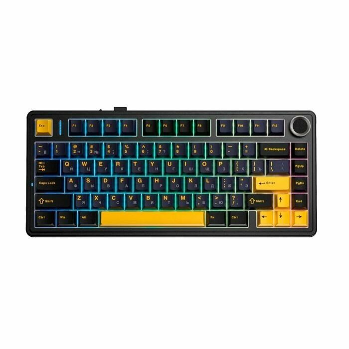 AULA F75 Black-Dark Blue-Orange Light Green Switches Клавиатура механическая с 3 вариантами подключения