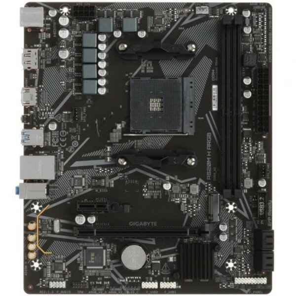 Материнская плата Gigabyte Soc-AM4 A520M H ARGB, 2*DDR4, 1*PCIEx16, 1*PCIEx1, 1*M.2, 6*USB3.2Gen1, 6*USB2.0, 4*SATA3.0, 1G, DP, HDMI, M-ATX, RTL