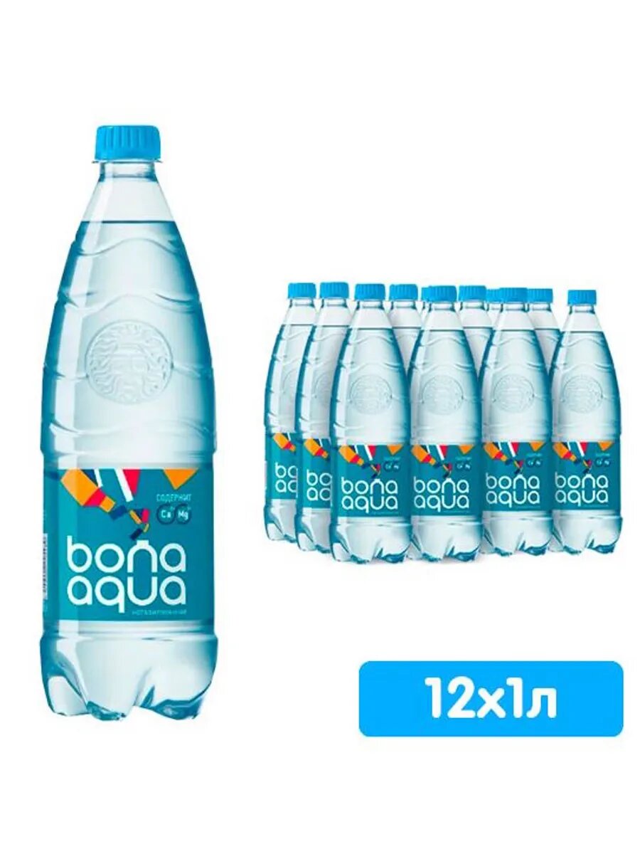 BONA AQUA Вода негазированная питьевая 1 л 12 шт