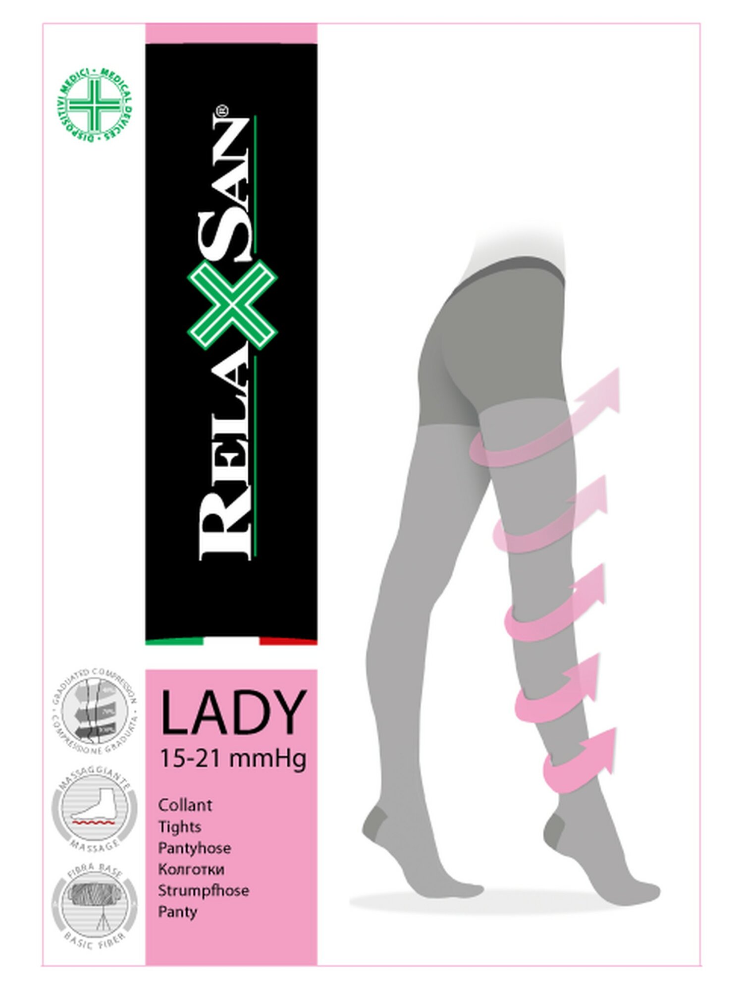 RELAXSAN LADY колготки компрессионные COLLANT 15-21mmHg S4/NERO