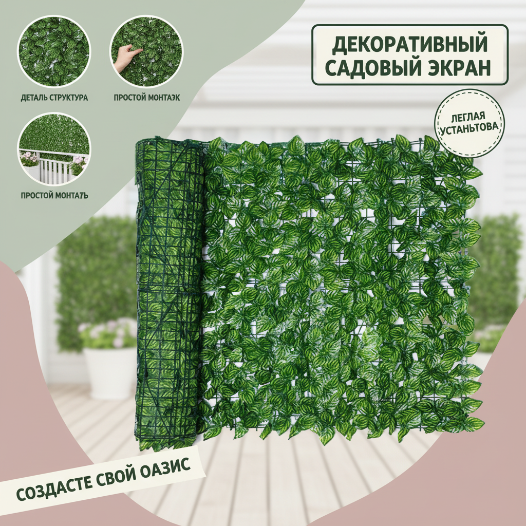 Искусственный листовой забор для уединения, рулонная стена, ландшафтный дизайн