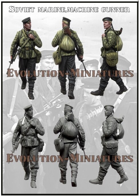 EM35260 Evolution Miniatures Советский морской пехотинец с пулеметом 1/35