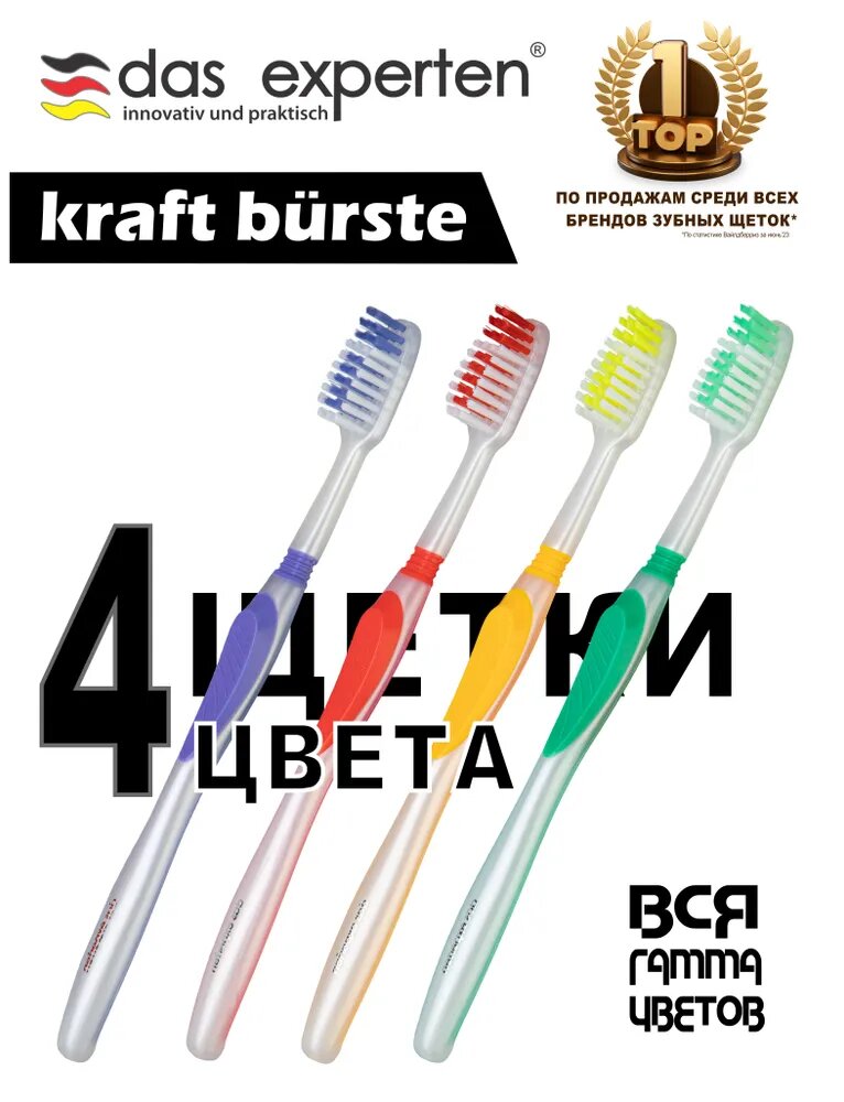 Зубная щетка Das Experten KRAFTBURSTE жесткая щетина flexineck (гибкая шея)