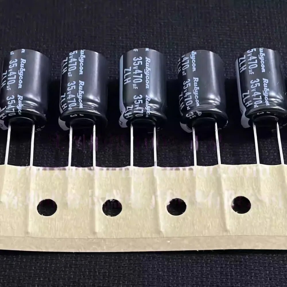 10 шт. 470мкФ 35В (470UF 35V 10x16мм) Алюминиевые электролитические конденсаторы Rubycon, серии ZLH, высокочастотные.