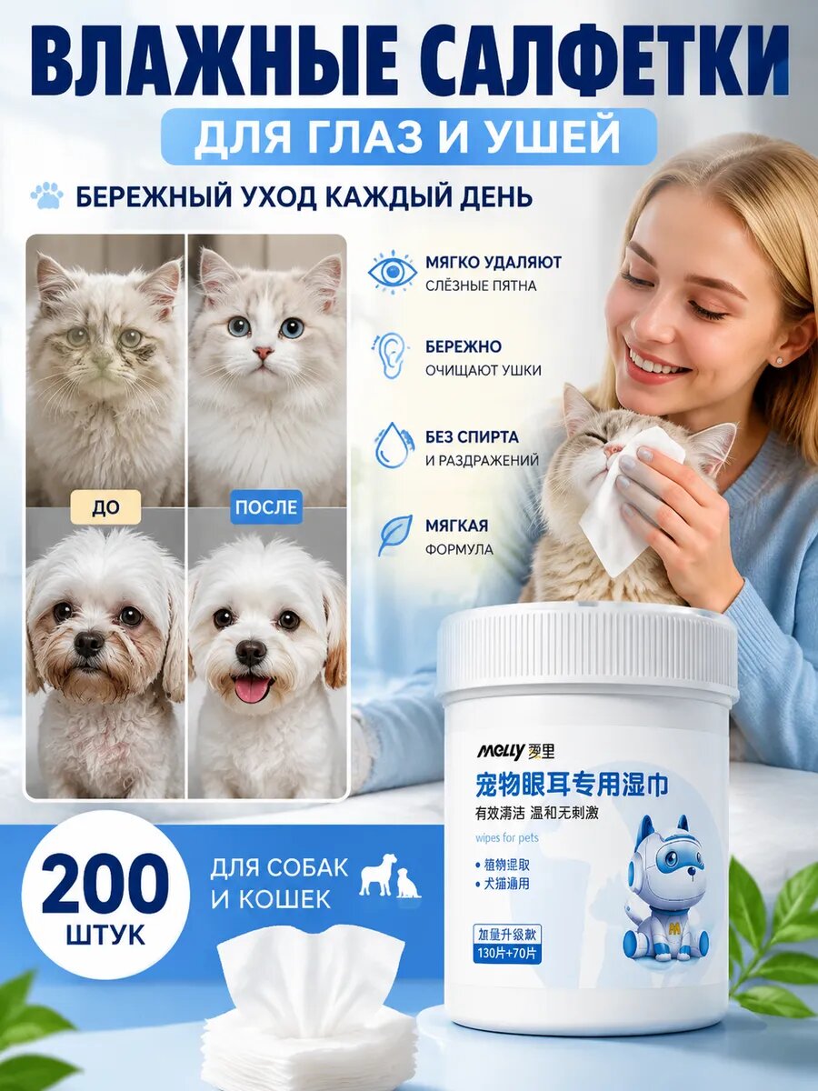 Салфетки для глаз собак и кошек