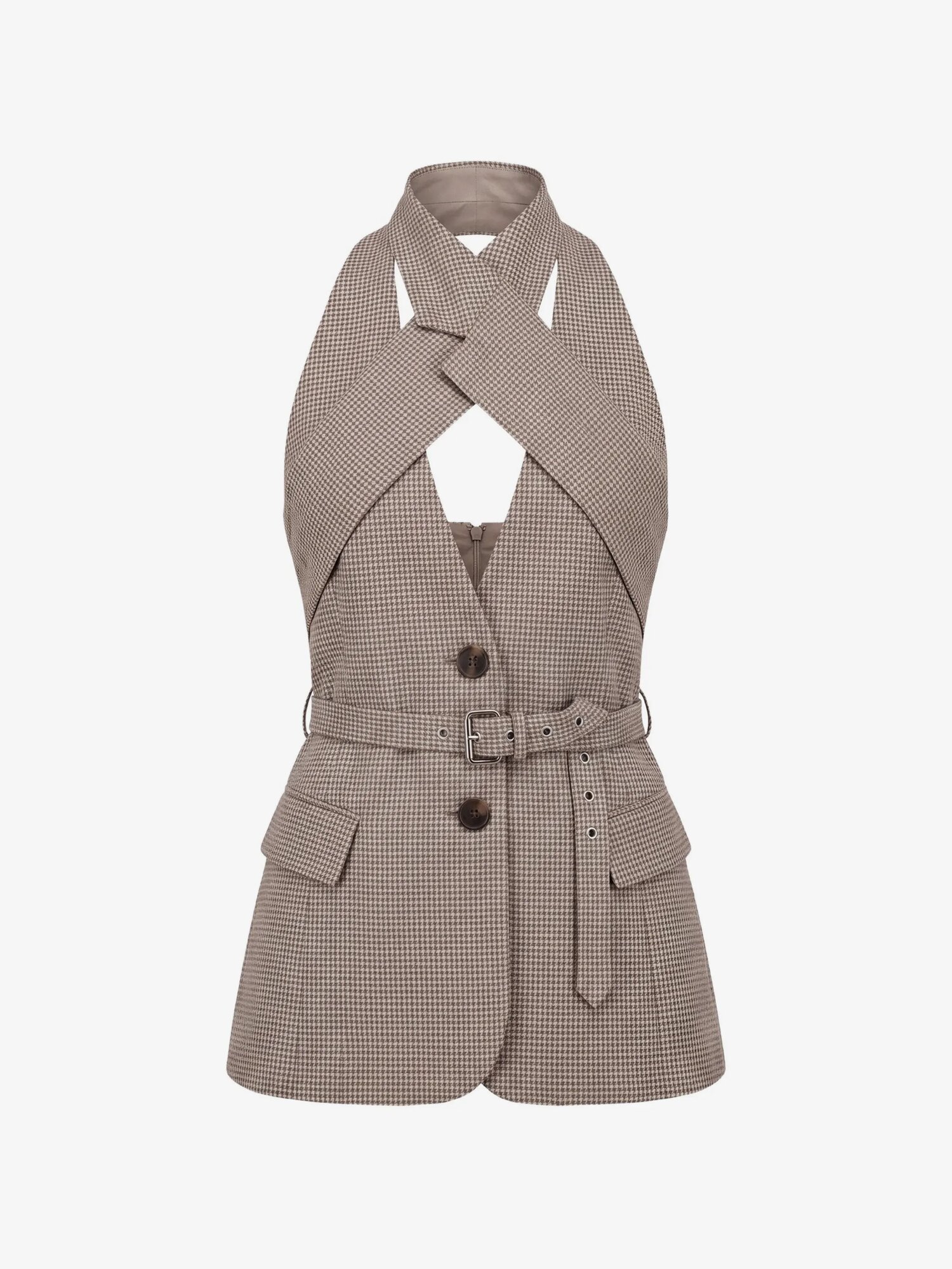 Жилет Houndstooth-pattern cross-lapel vest
