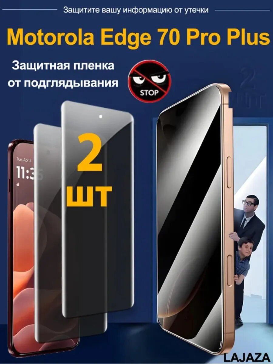 2 шт. антишпион стекло для Motorola Edge 70 Pro Plus - 30° защита, высокое содержание глинозема, комфорт в руке